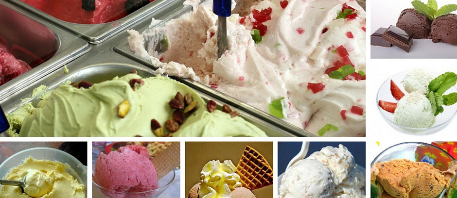 Postre helado de crema, chocolate y dulce de leche